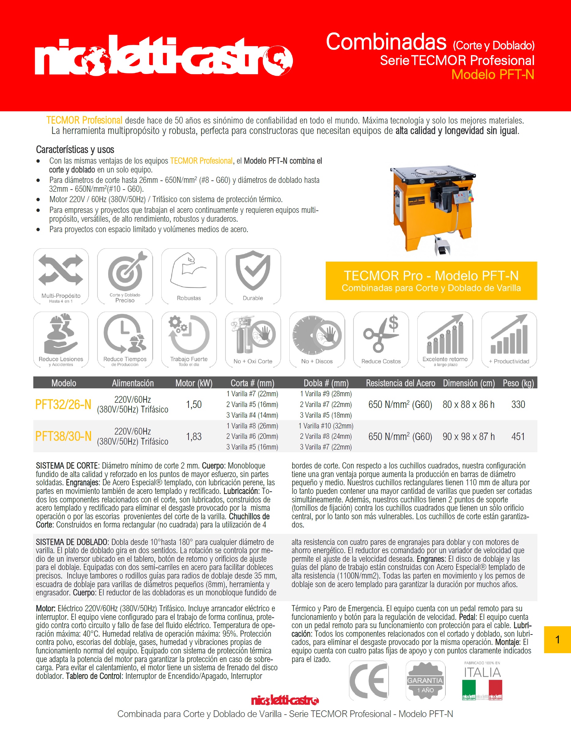 Combinada PFT38/30-N TECMOR Profesional - Habilitado de acero - CE